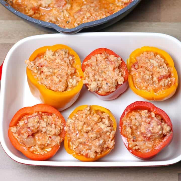 Cheesy Keto Italian Stuffed Peppers - Mindfully Healthy Living